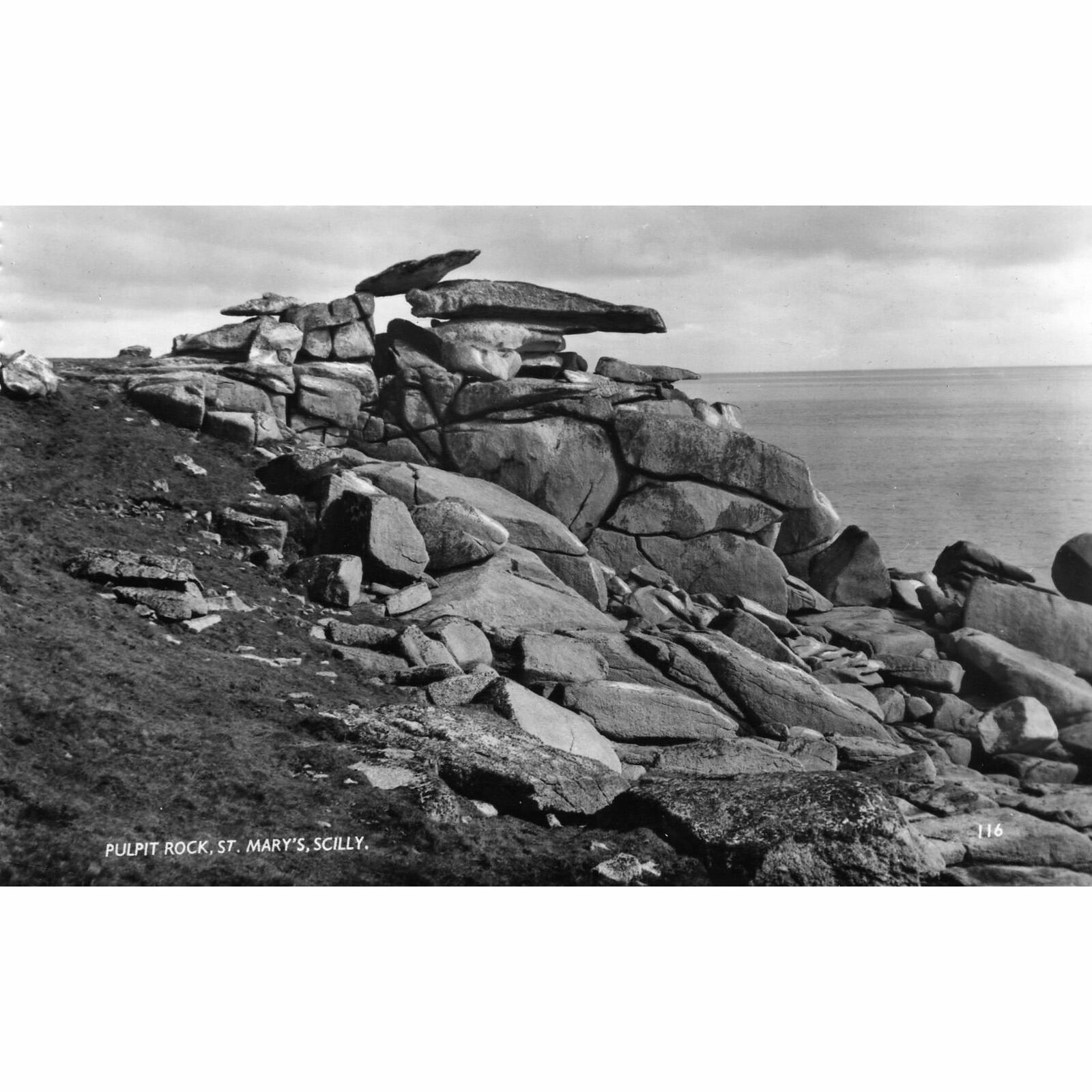 James Gibson Scilly Isles Real Photograph Postcard 'Pulpit Rock, St ...