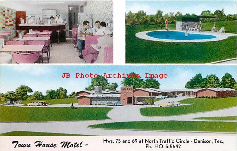 TX, Denison, Texas, Town House Motel,Pool, Multiview,Crawford Spec Co ...