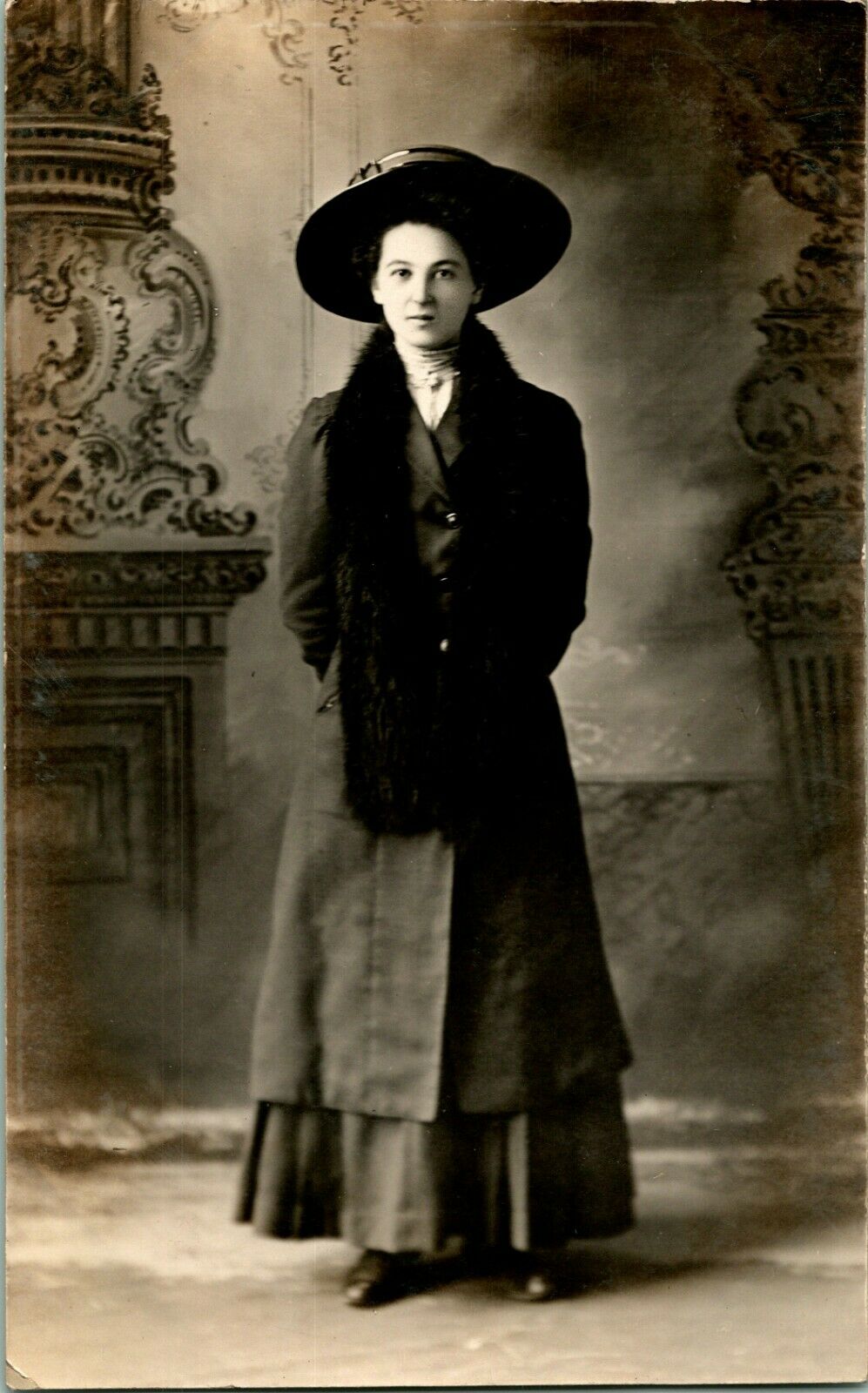 Vtg Real Photo Postcard RPPC CYKO Studio View Victorian Woman Portrait ...