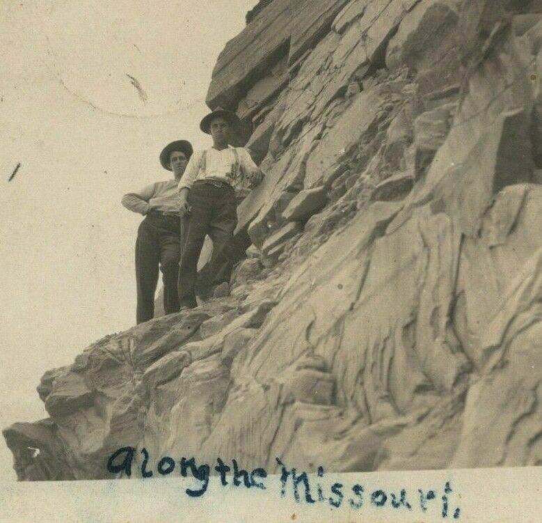 1906 Two Men Along the Missouri River White Cliffs? RPPC Postcard ...