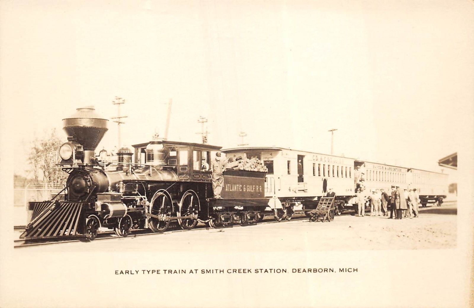 Dearborn Michigan 1920s RPPC Real Photo Postcard Train at Smith Creek ...