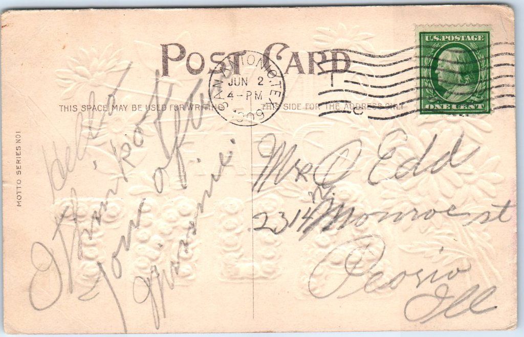 Vintage Large Letter Greetings Embossed Postcard "To My Dear AUNT" 1909 ...