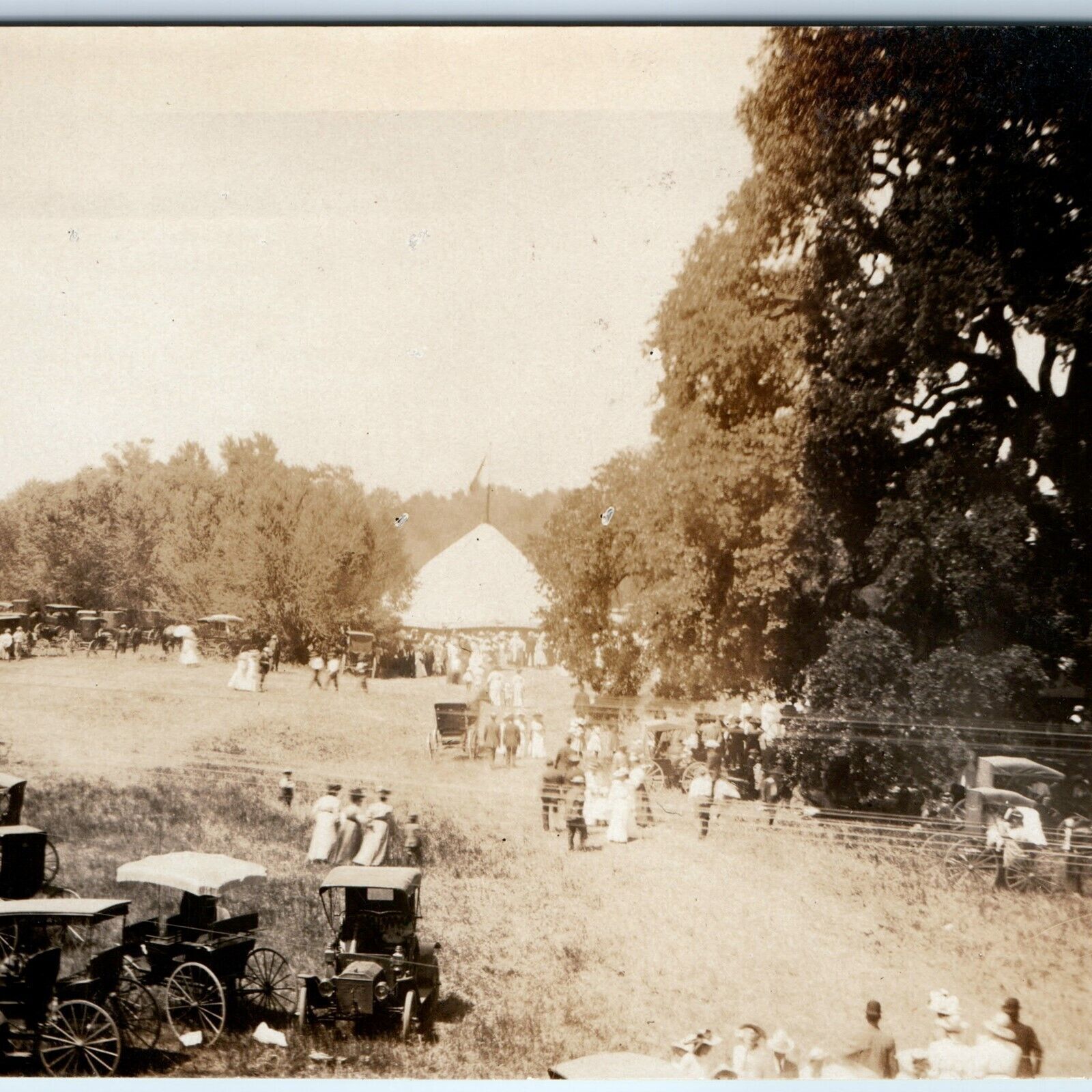 c1910s Festival Birds Eye RPPC Horse Carriage Car Circus Tent? Real ...