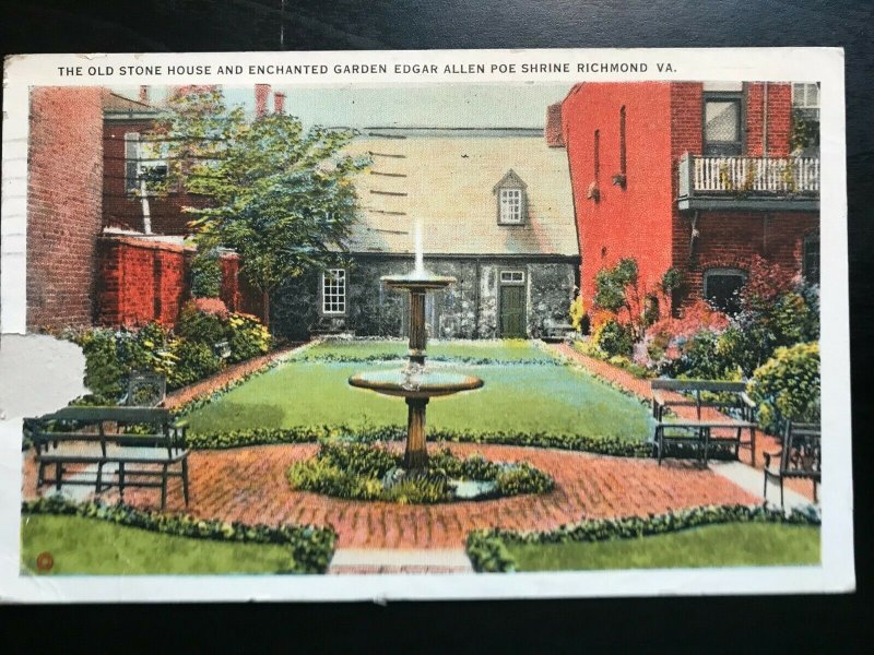 Vintage Postcard 1931 Old Stone House Garden Edgar Allen Poe Shrine ...
