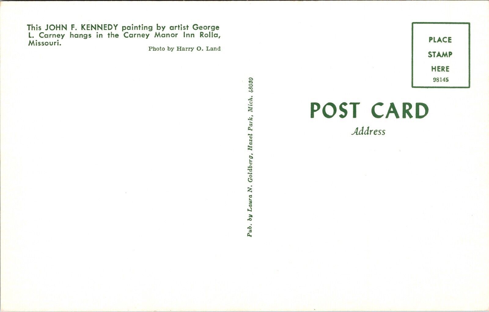 John F Kennedy Painting Carney Manor Inn Rolla Missouri Harry Land ...