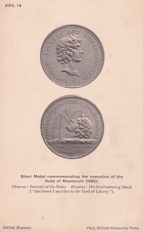 Duke Of Monmouth Execution Medieval Beheading Medal Old Postcard ...