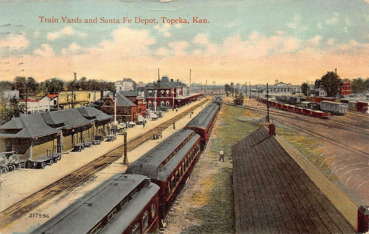 Train Yards & Sante FE Depot Topeka Kansas Postcard 1915 | United ...