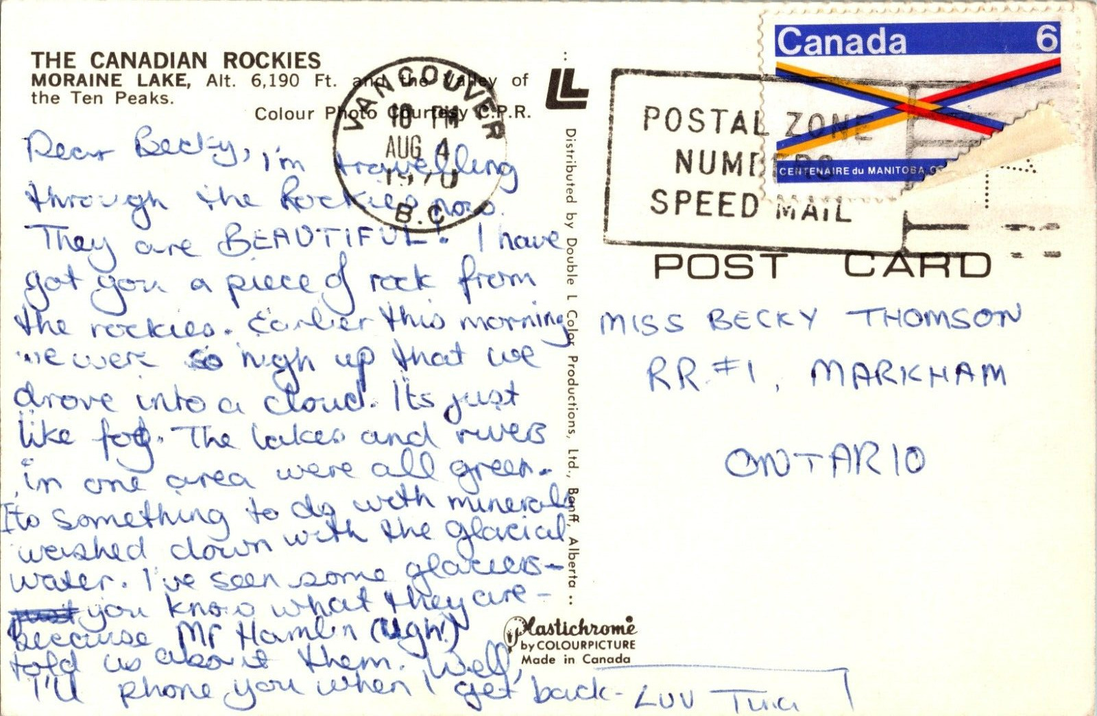 Vintage 70s Postcard Moraine Lake Valley of the Ten Peaks Scenic ...