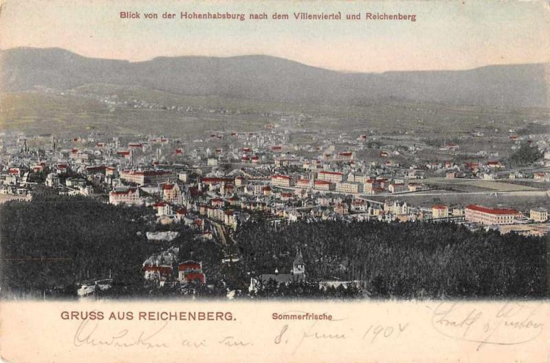 Reichenberg Germany Birds Eye View Gruss aus Antique Postcard J66262 ...
