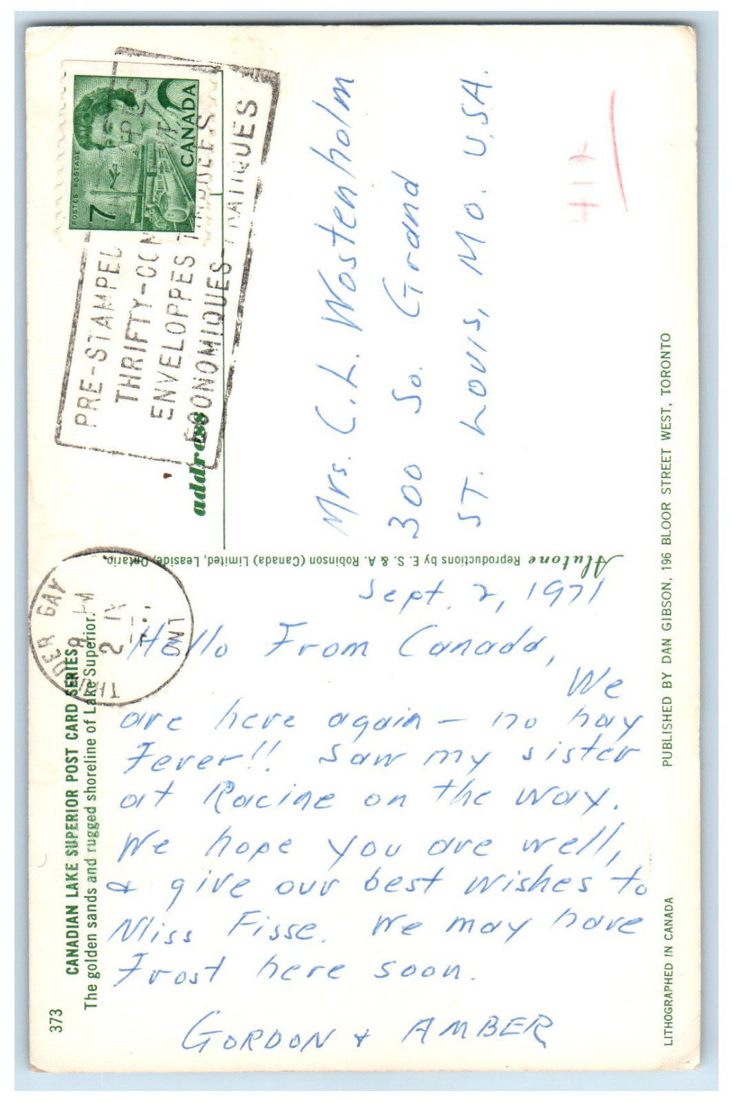 1971 Golden Sands and Rugged Shoreline of Lake Superior Canada Postcard ...