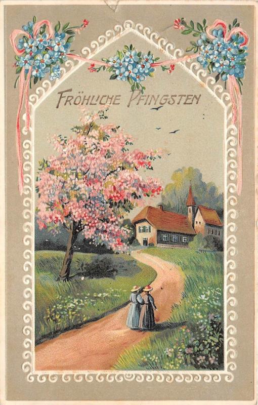 BG3917 pfingsten Pentecost flower embossed germany greetings | Europe ...