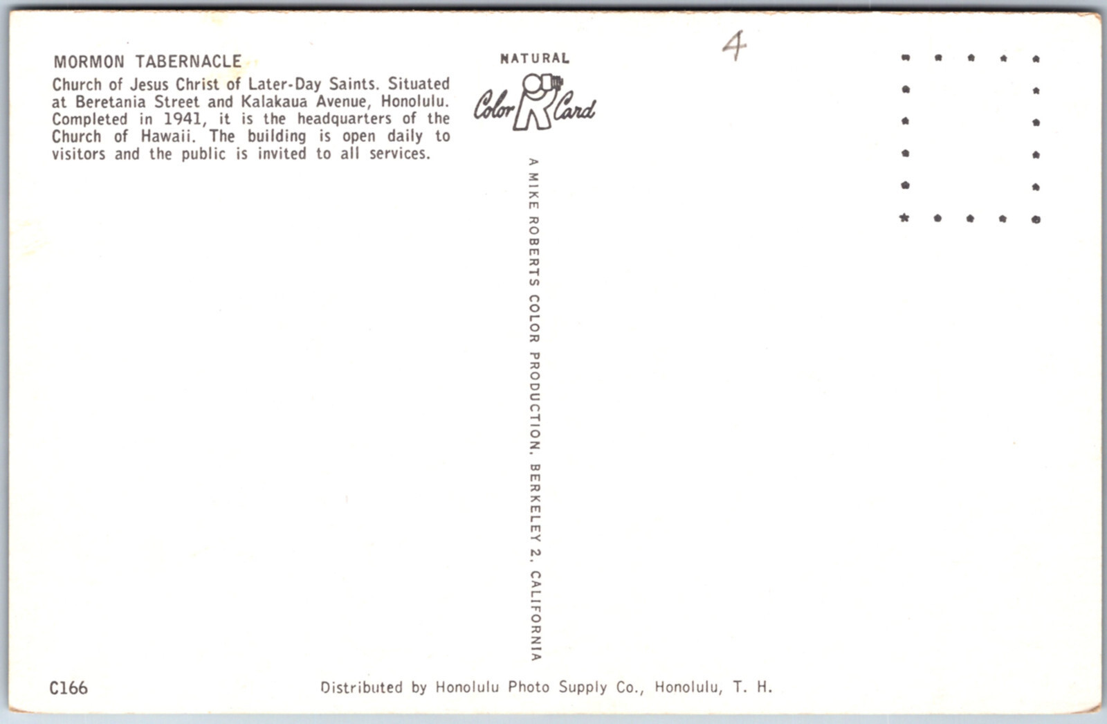 Vintage Postcard the Mormon Tabernacle at Honolulu Hawaii | United ...