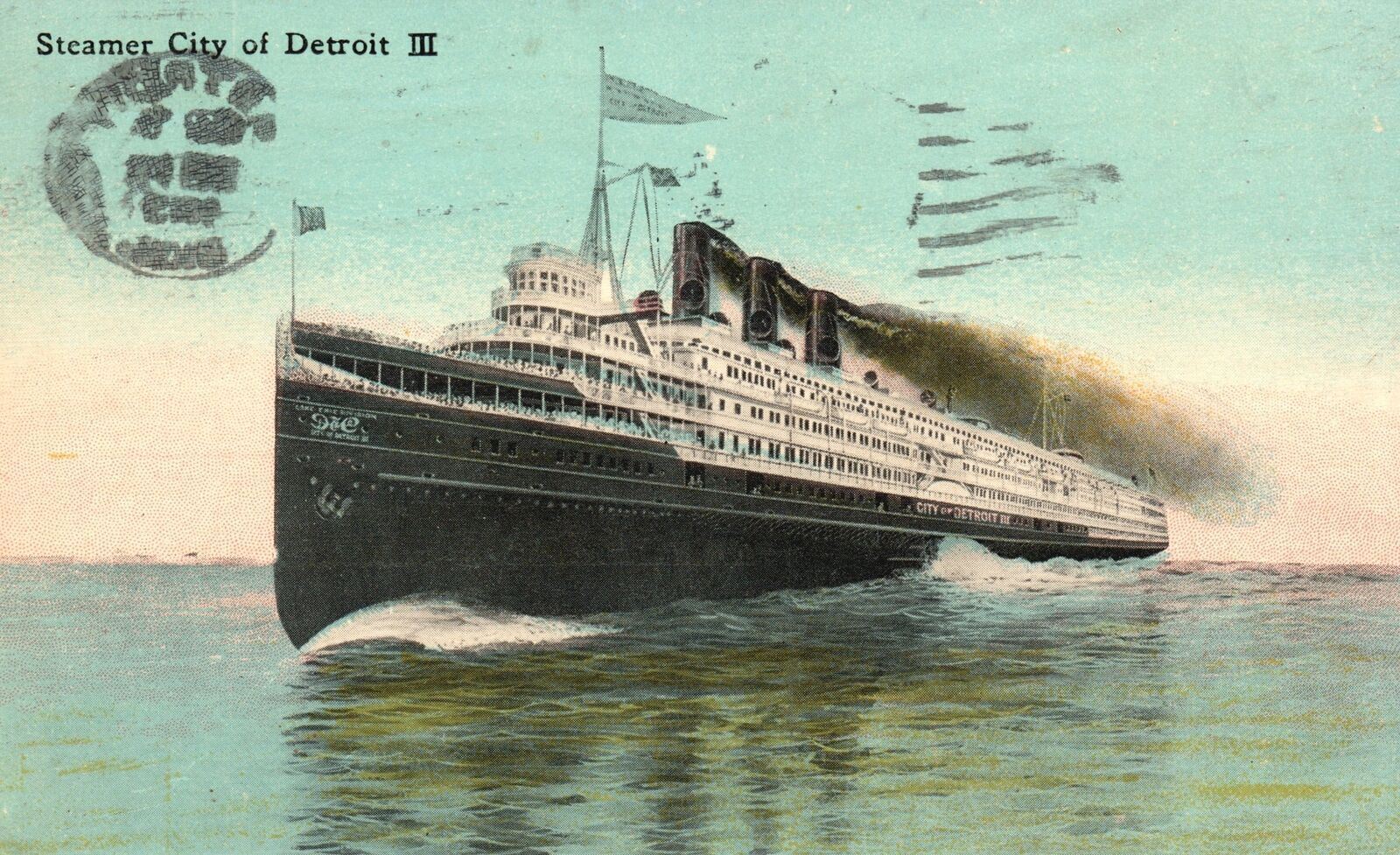 Vintage Postcard 1915 Steamer Cityof Detroit III Steamship Water ...