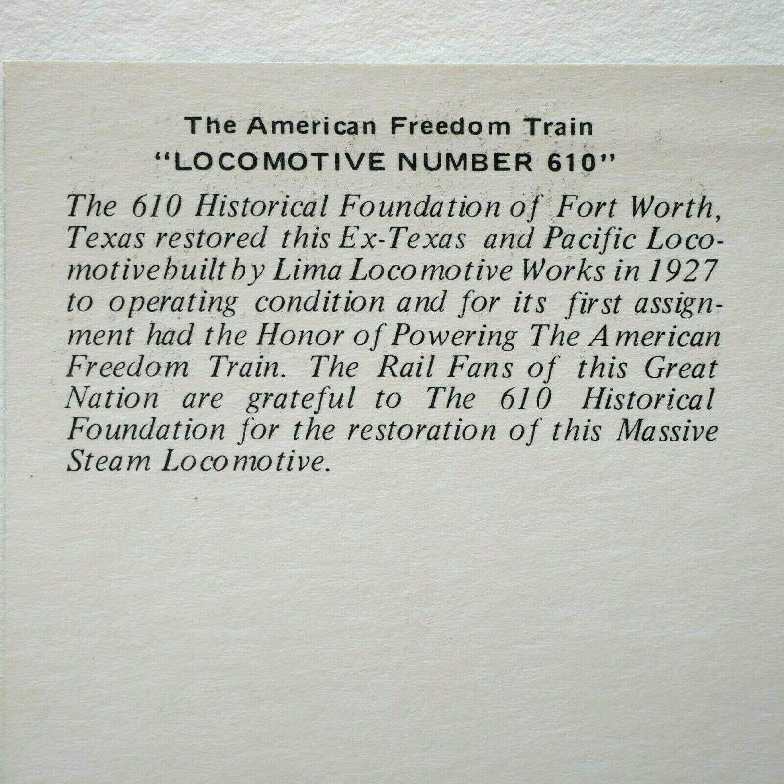 The American Freedom Train “Locomotive Number 610” Postcard | Topics ...