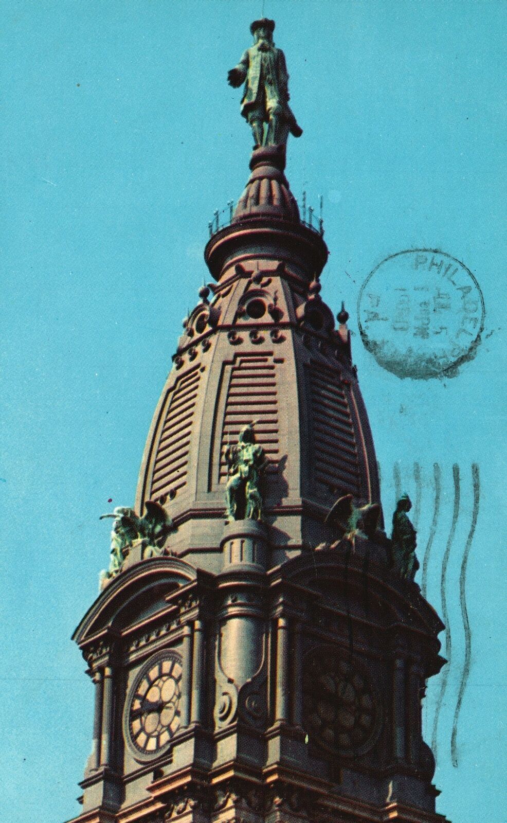 Vintage Postcard 1960 Statue of WM Penn Atop City Hall Tower ...