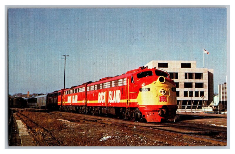 Postcard Rock Island "Quad Cities Rocket" Railroad Train Joliet ...