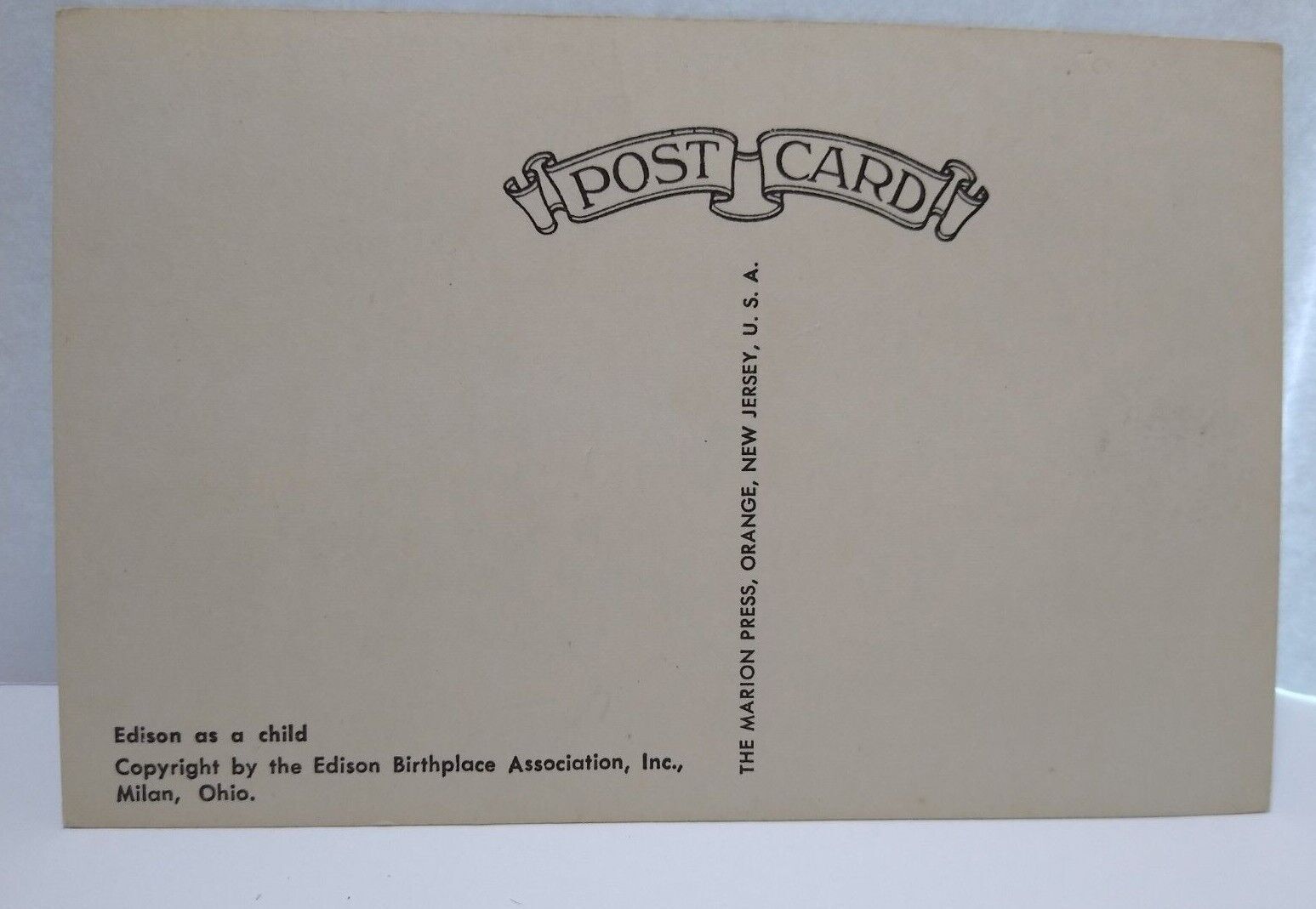 Thomas Edison Child Postcard Vintage Marion Press Unused Victorian ...
