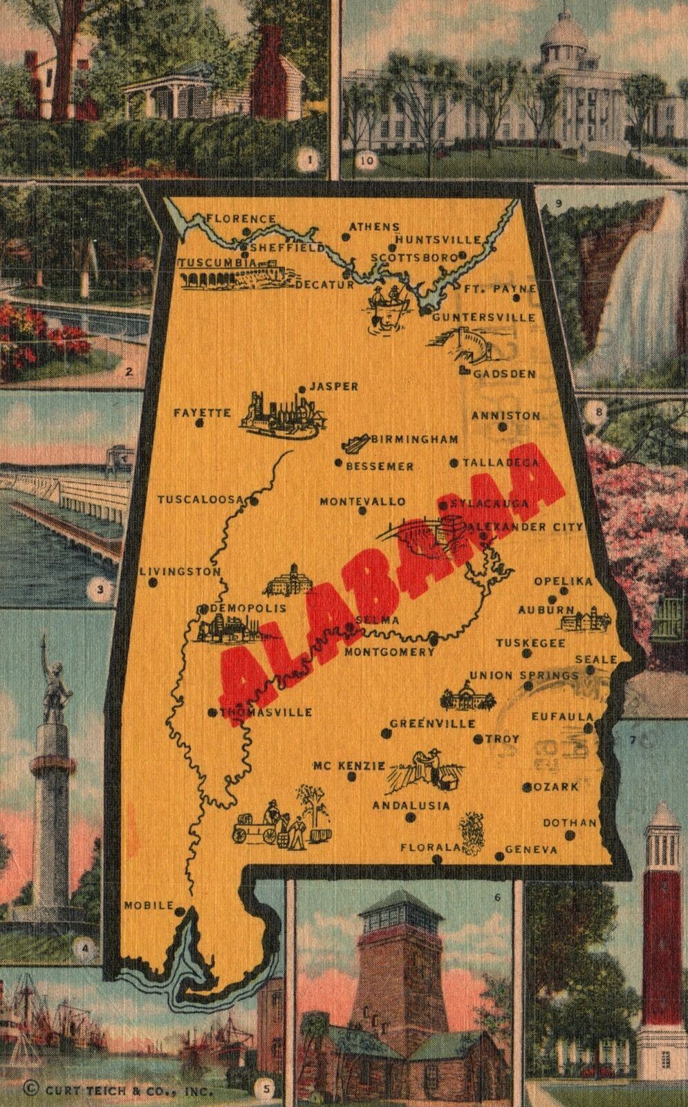 Vintage Postcard 1959 State Map Historical Landmarks & Buildings ...