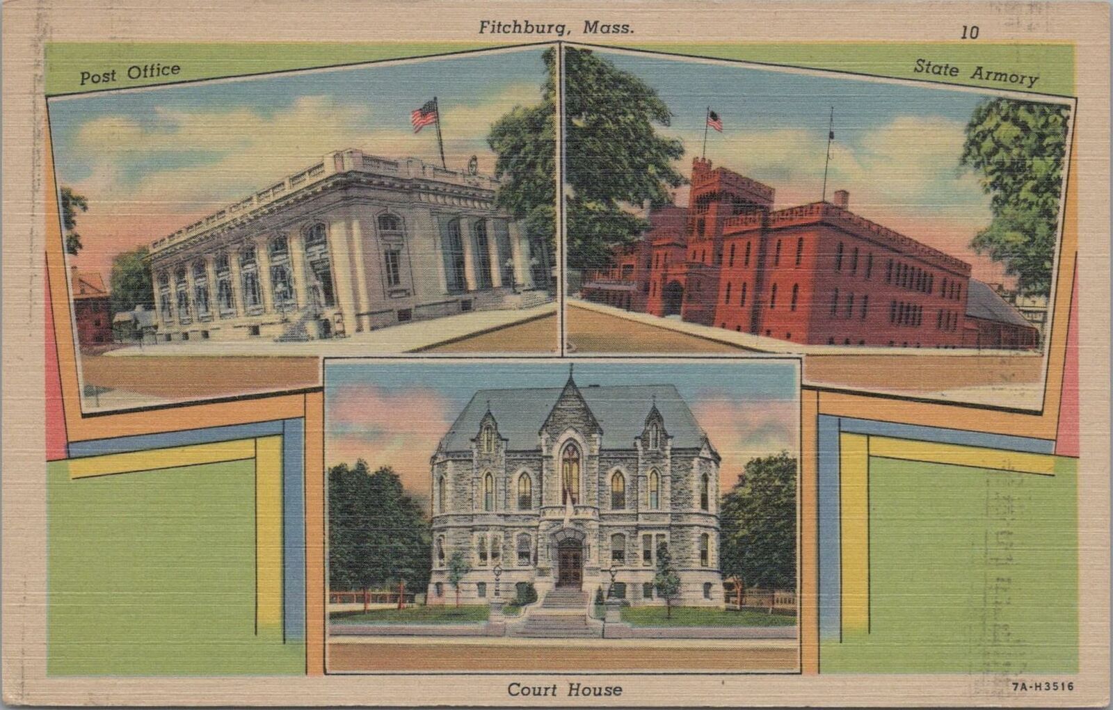 Postcard Fitchburg MA Post Office State Armory Court House | United ...