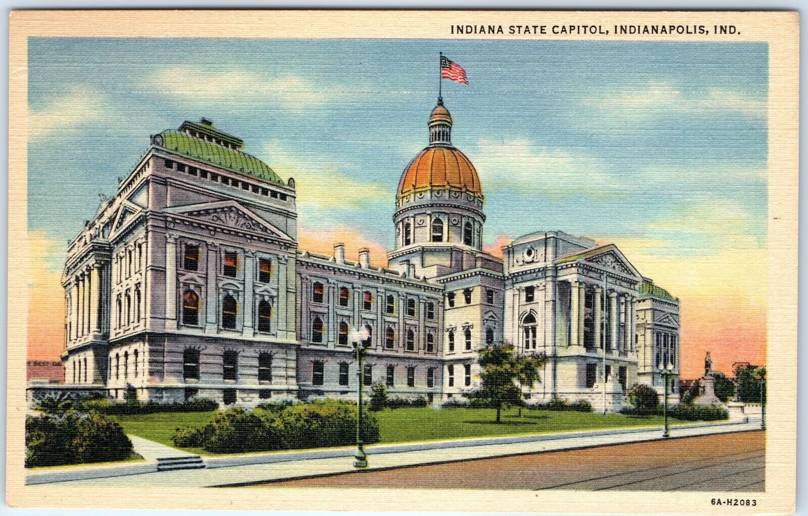 c1930s Indianapolis, IN Indiana State Capitol Building Linen PC Greek ...