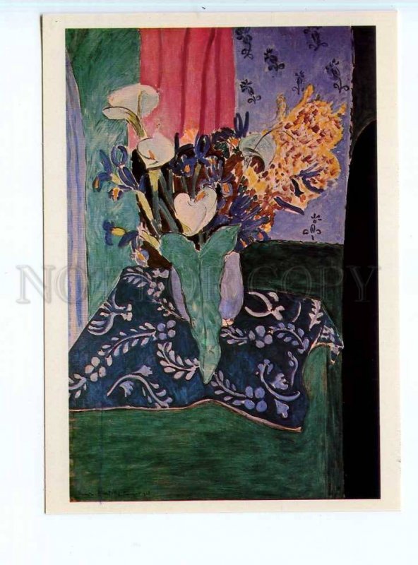 253398 Henri Matisse Azure Vase Flowers on Blue Table-cloth old russian ...