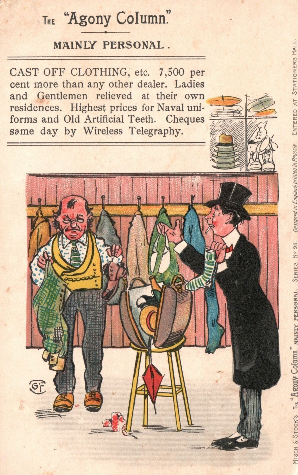 Vintage Postcard 1910's The Agony Column Mainly Personal Comic Clothing ...