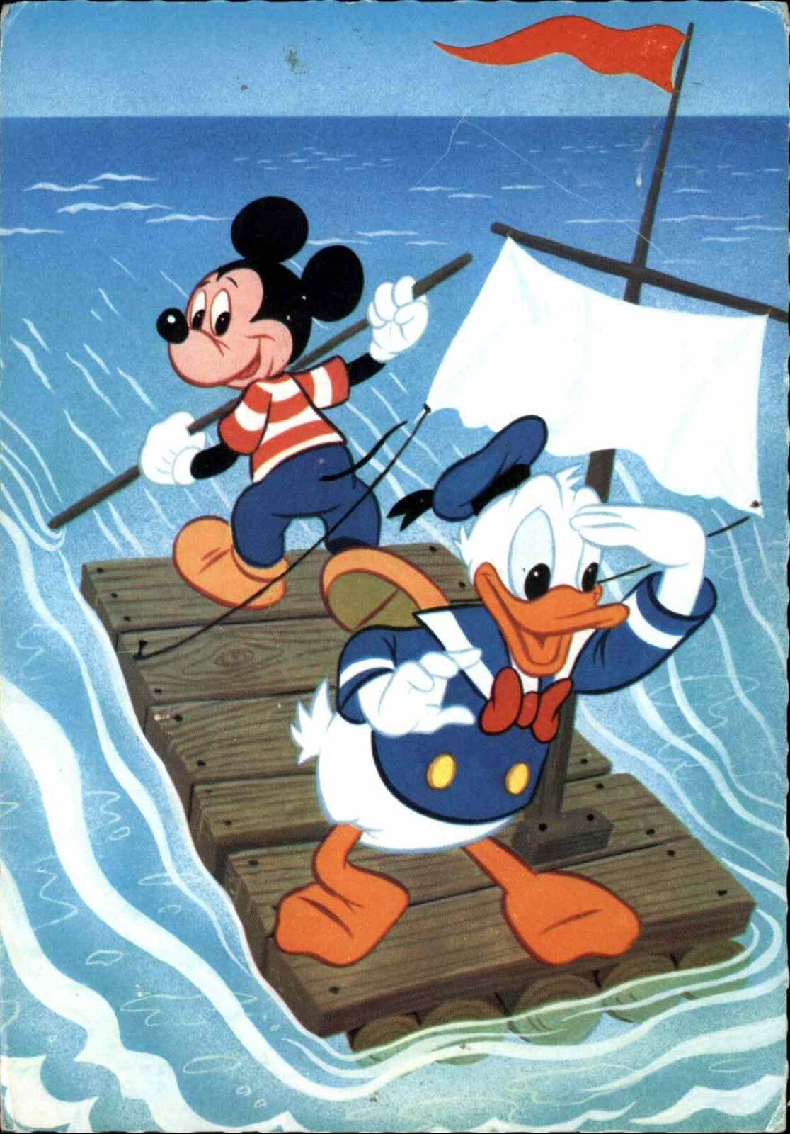 Walt Disney Donald Duck Mickey Mouse on Raft 1965 Vintage Postcard ...