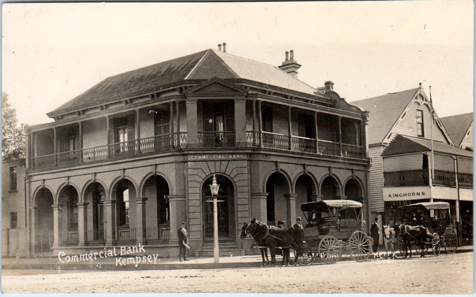 RPPC KEMPSEY, N.S.W. Australia STREET SCENE~COMMERCIAL BANK c1910s ...