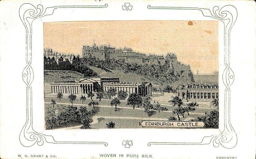 Woven in Silk Edinburgh Castle W. H. Grant Co. Coventry Postcard ...