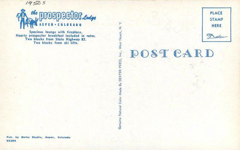 ASPEN COLORADO 1950s Prospector Lodge Pool Dexter postcard 4854 ...