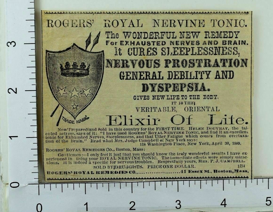 Vintage Victorian Print Ad Rogers' Royal Nervine Tonic Elixir Of Lite ...