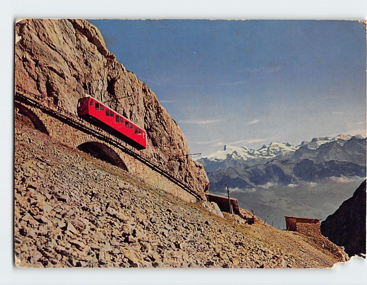 Postcard Steepest rackrailway in the world, The Pilatus Railway ...