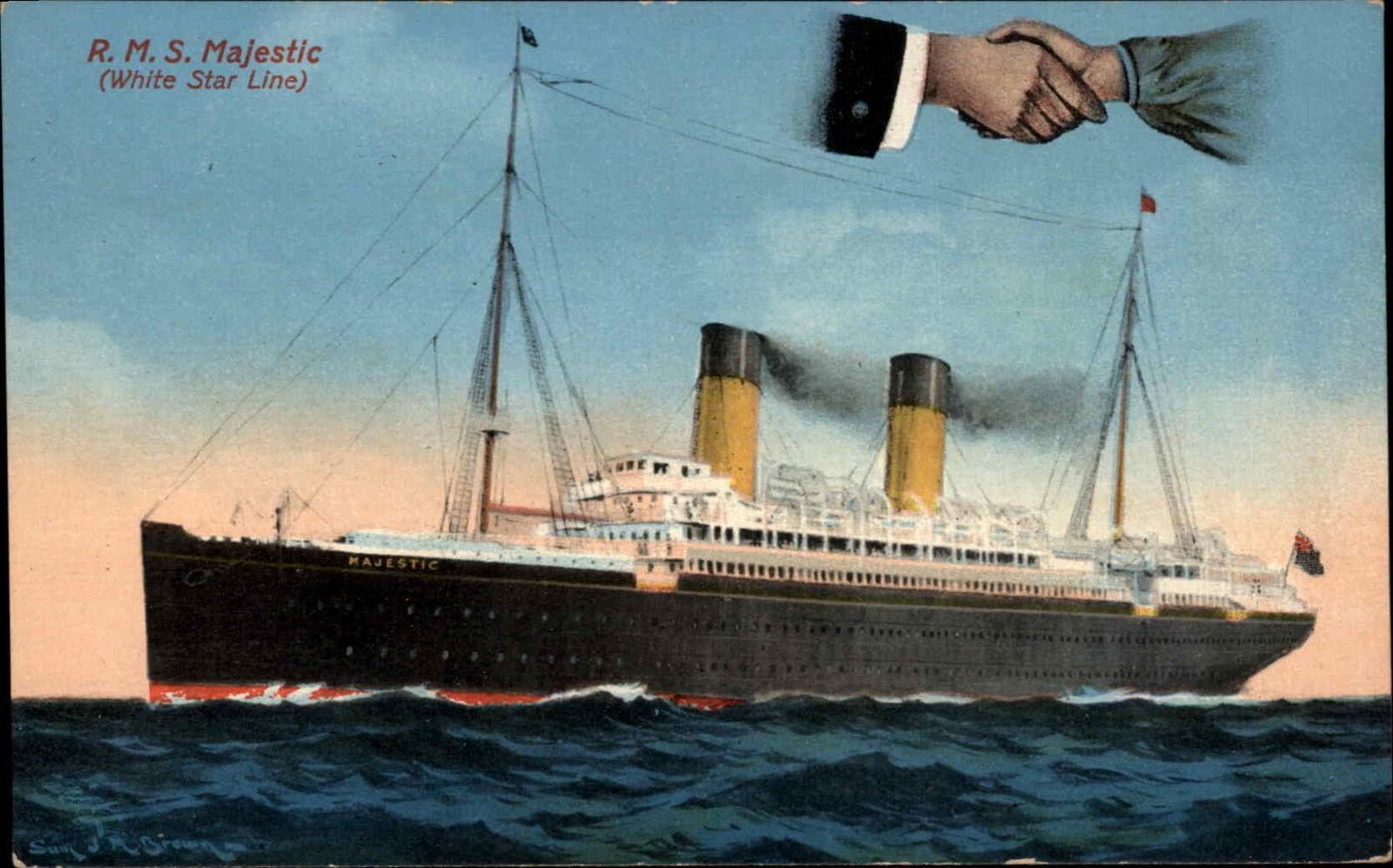 Sam Brown Ship Steamship RMS Majestic White Star Line c1910 PC | Other ...