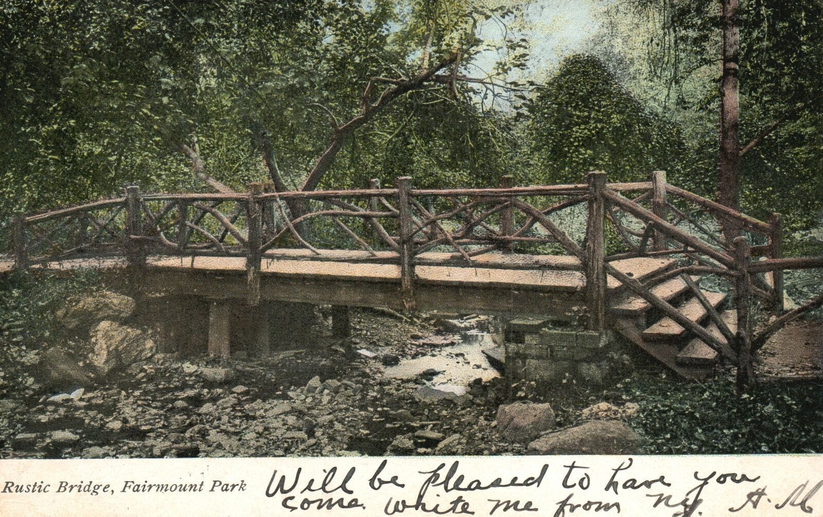 Philadelphia Pennsylvania PA, 1907 Rustic Bridge Fairmount Park Vintage ...
