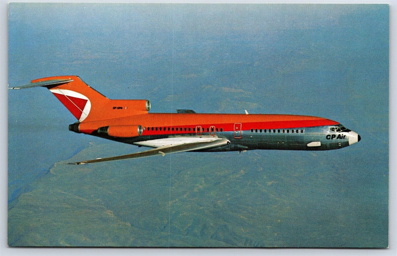 Airplane Postcard Canadian Pacific CP Air Airlines Boeing 727 In Flight ...