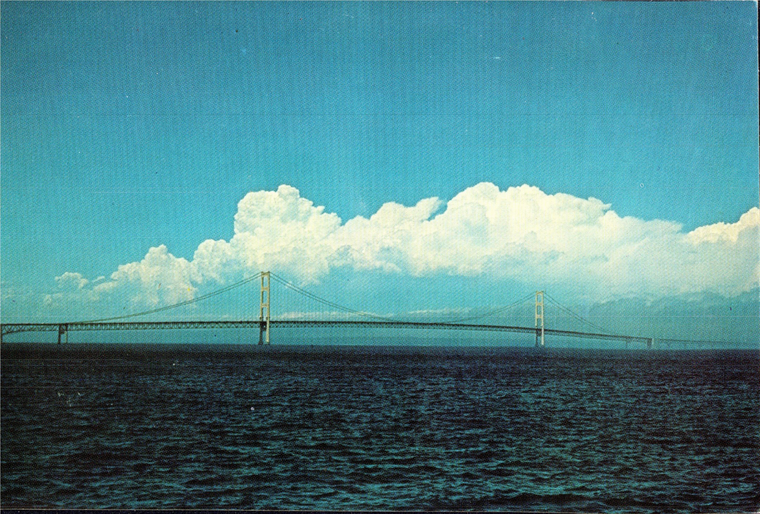The Mackinac Bridge, aka "the Mighty Mac", Mackinac, Michigan Postcard ...