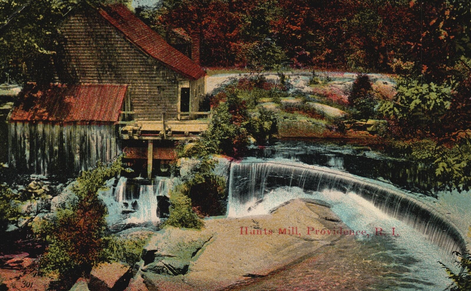 Vintage Postcard Hunt's Mill Scenic View Flowing Waters Providence ...
