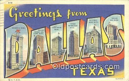 Dallas, Texas USA Large Letter Town 1938 corner wear, light postal ...
