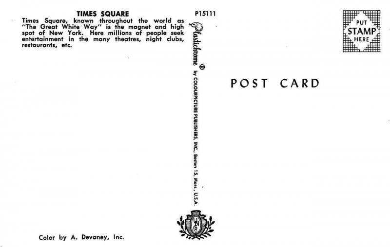 TIMES SQUARE New York City Street Scene Pepsi Signs c1950s Vintage ...