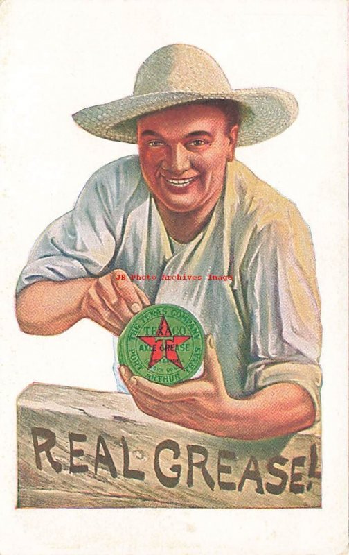 Advertising Postcard, Texaco Axel Grease with Man Holding Container ...