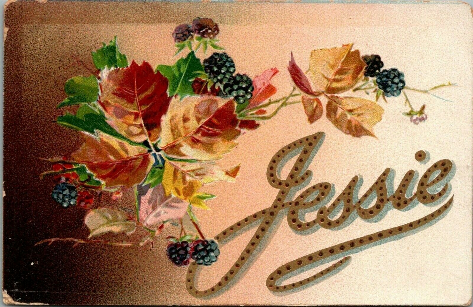 JESSIE~Large Letter Names Series~Gold Cursive Writing~Dots~Berries ...