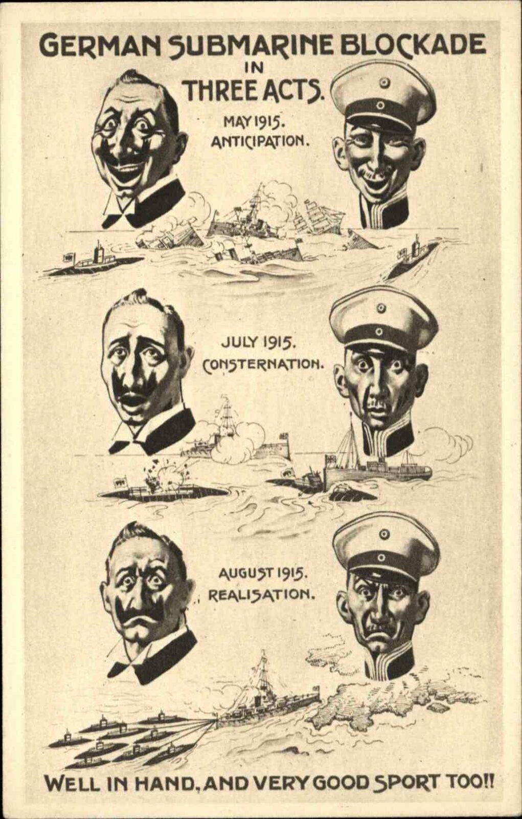 WWI Anti German Propaganda Submarine Blockade Satire Kaiser Comic ...