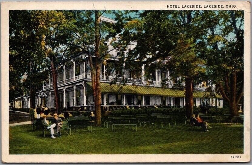 1936 Lakeside, Ohio Postcard "HOTEL LAKESIDE" Building & Lawn View ...