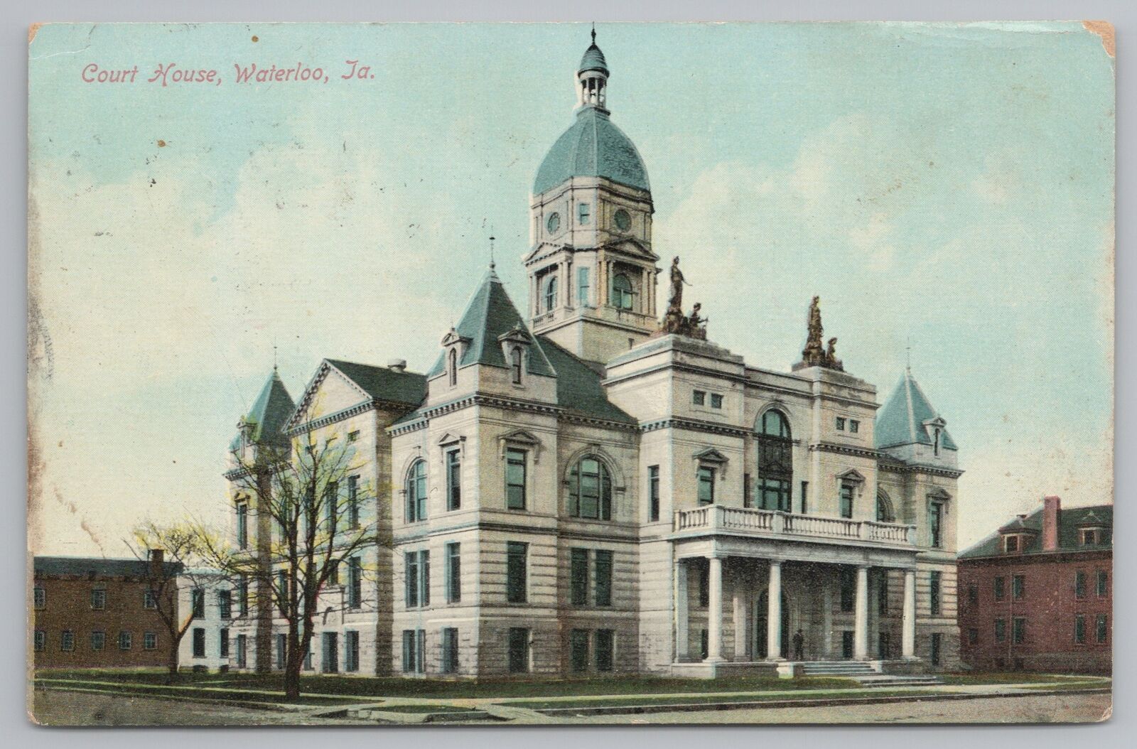 Waterloo Iowa~Court House~2 Story Beaux Arts~Tower w/Dome~Portico~1909 ...