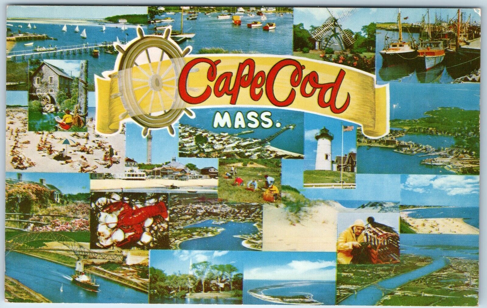 c1960s Cape Cod, Mass. Greetings Multi View Chrome Photo Collage Letter ...