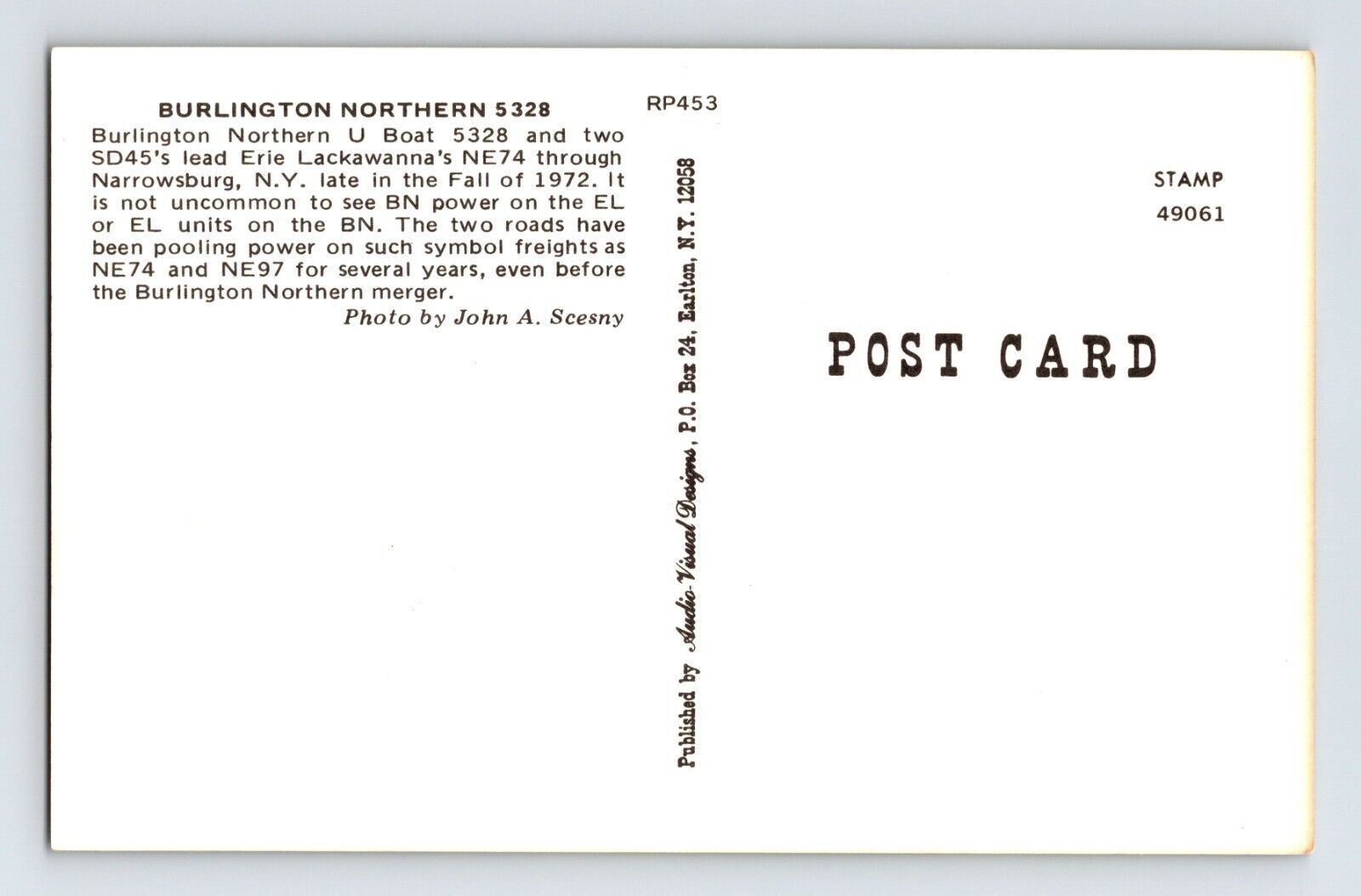 Postcard Railroad Train Burlington Northern U Boat EMD SD45 1970s ...