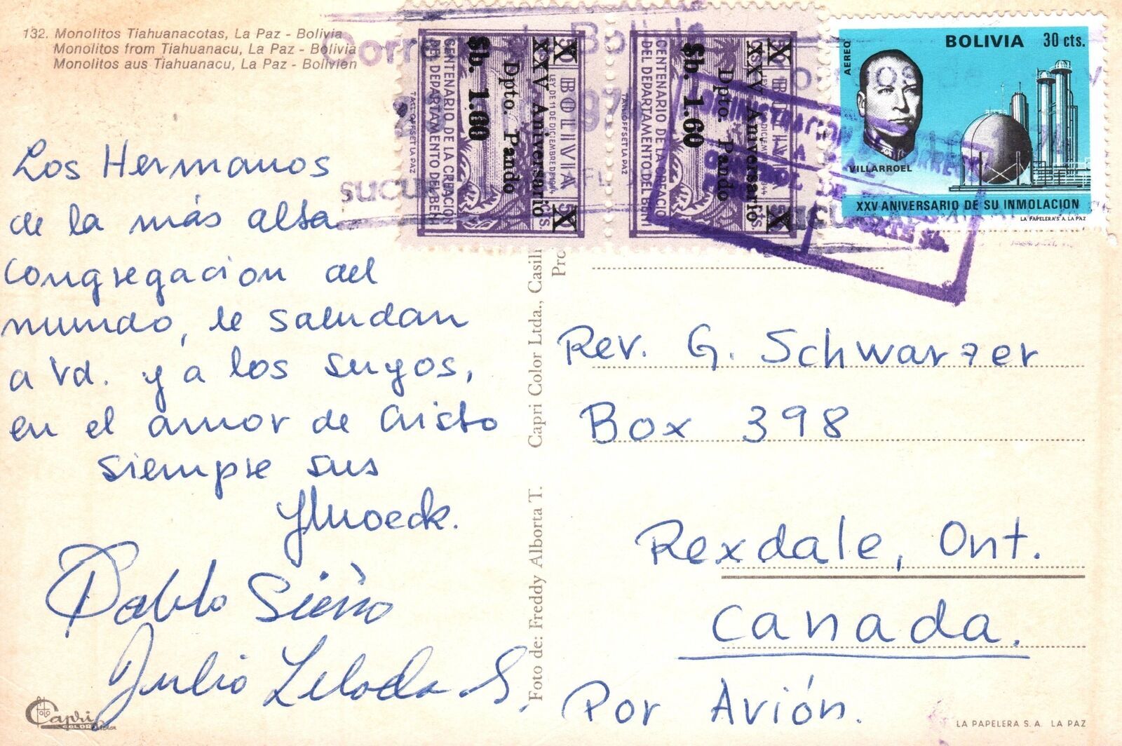 Vintage Continental Size Postcard Stone Monoliths at Tiahuanacu LA PAZ ...