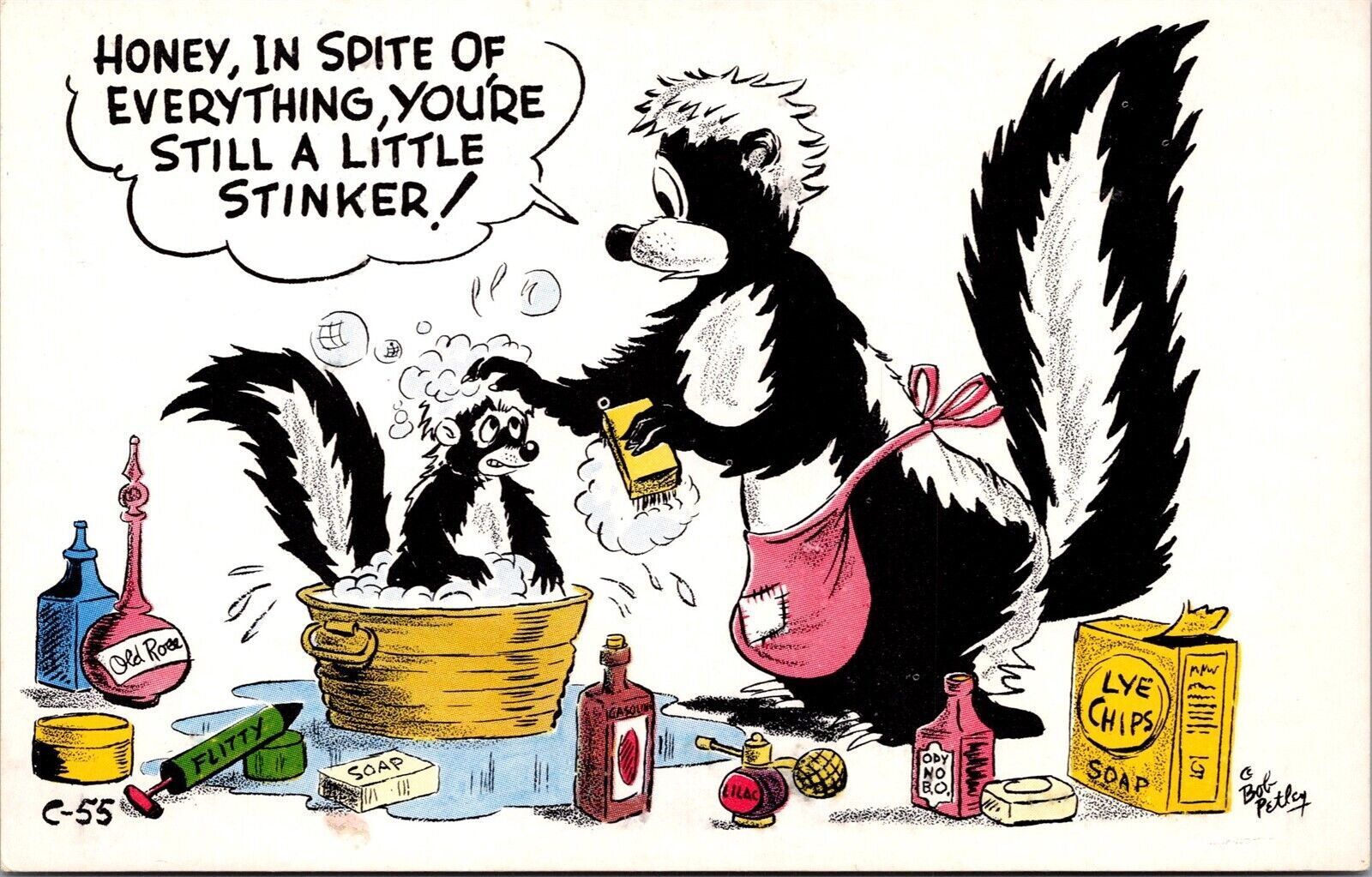 Vtg Comic Honey Still a Little Stinker Skunks Skunk Bath Bob Petley ...