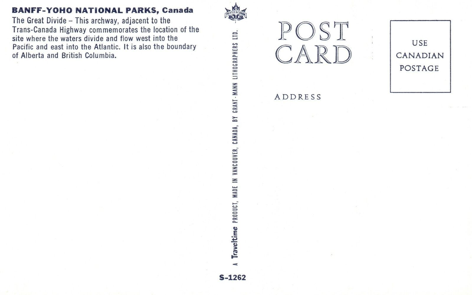 Vintage Postcard Banff-Yoho National Parks Archway Trans-Canada Highway ...