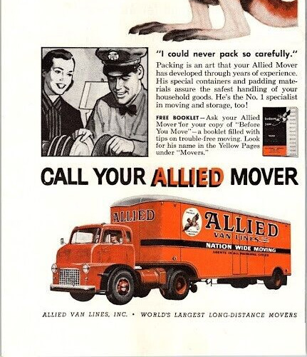1958 Ladies Home Journal Print Ad Allied Van Lines Moving Call Your ...